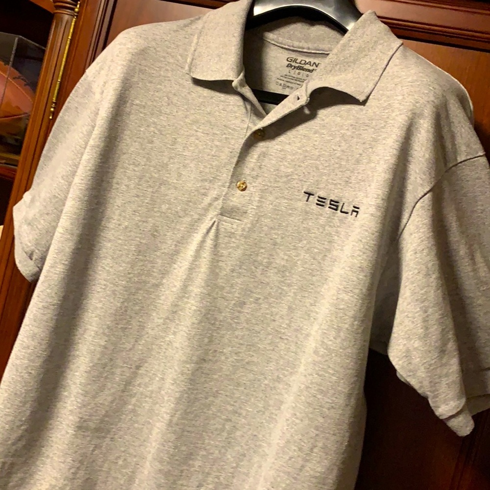 Tesla Rare Classic Super Cool Gray Polo Dryblend! - Gem